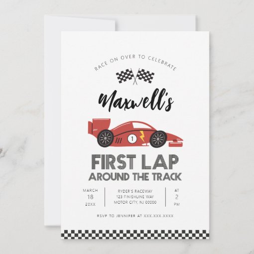 First Lap Around the Track Birthday Invitation | Zazzle