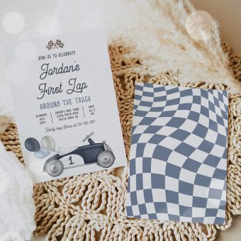 First Lap Around The Track Race Car 1st Birthday Invitation | Zazzle