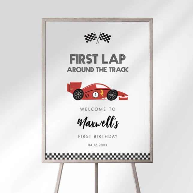 First Lap Around the Track Race Car Welcome Sign | Zazzle