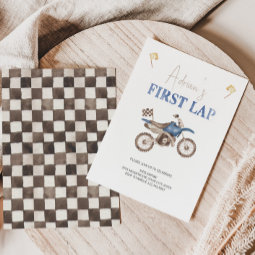 First LAP Blue Dirt Bike Birthday Invitation | Zazzle