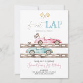 First Lap Race Car Twins Birthday Invitation | Zazzle