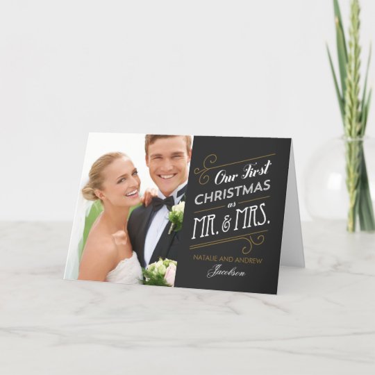 First Married Christmas Holiday Greeting Card | Zazzle.com