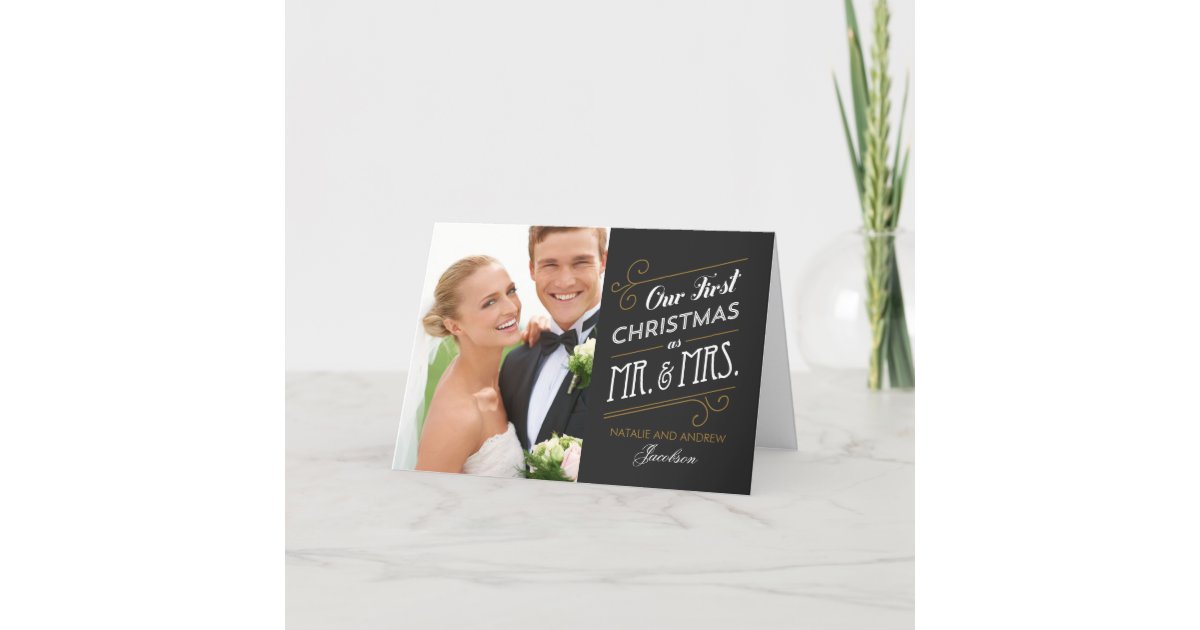 First Married Christmas Holiday Greeting Card | Zazzle