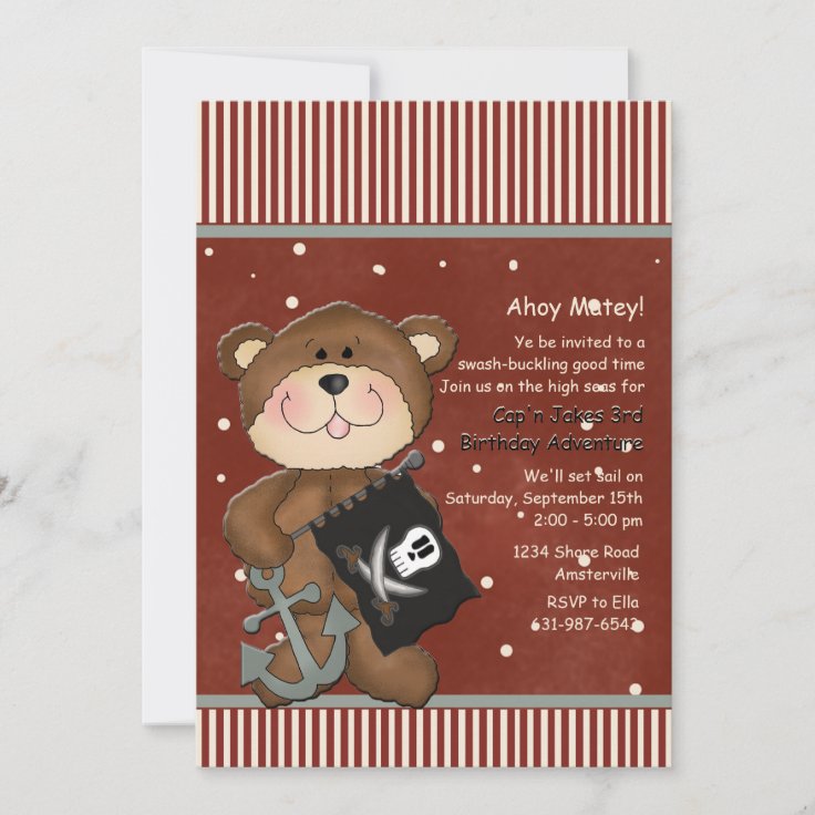First Mate Pirate Birthday Party Invitation | Zazzle