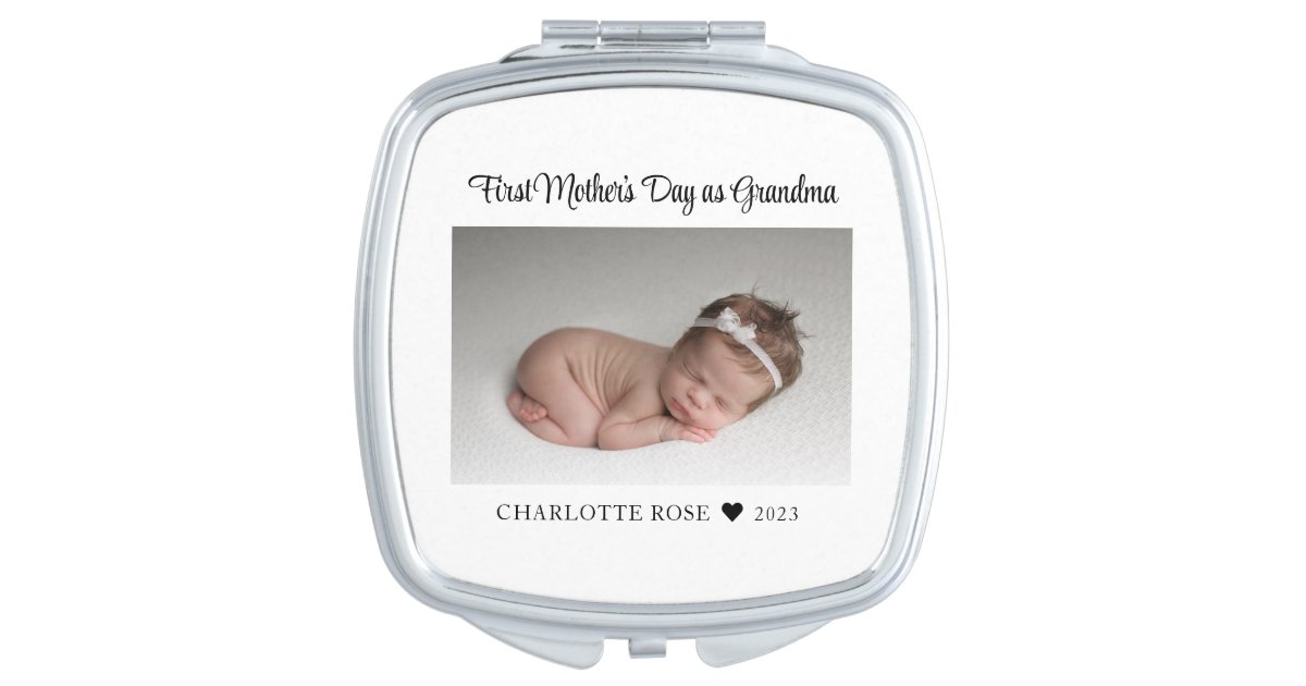 First Mothers Day Baby Photo New Grandma Compact Mirror | Zazzle