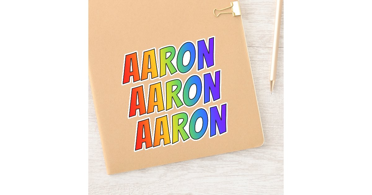 First Name "AARON" w/ Fun Rainbow Coloring Sticker | Zazzle