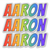 First Name "AARON" w/ Fun Rainbow Coloring Sticker | Zazzle