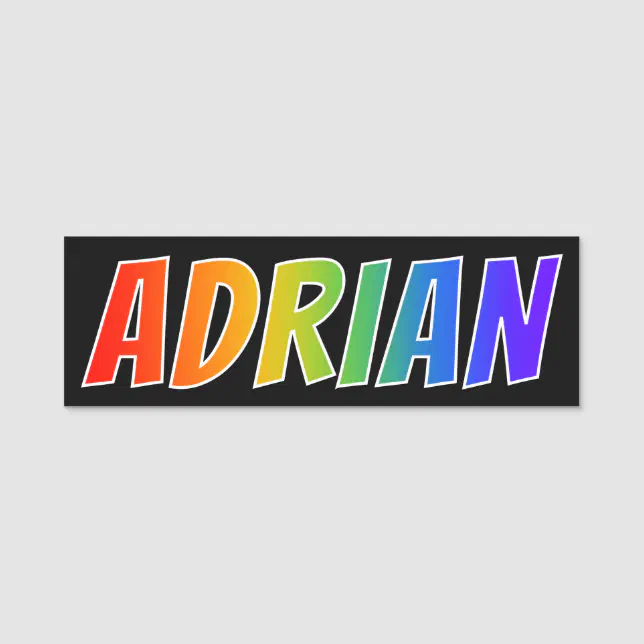 First Name "ADRIAN": Fun Rainbow Coloring Name Tag | Zazzle