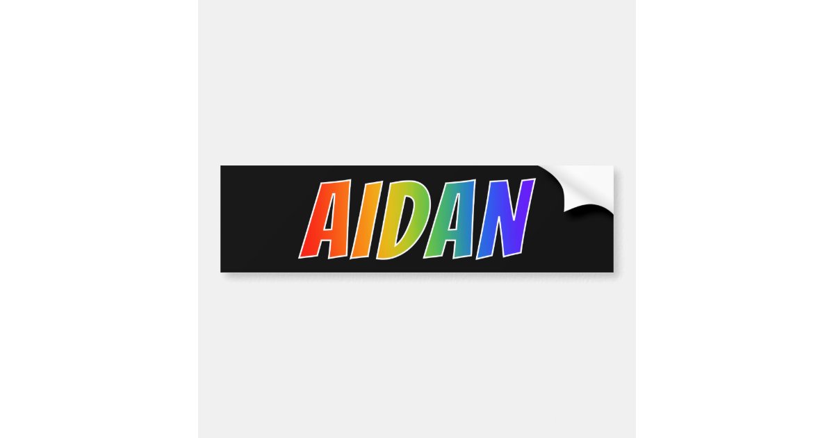 First Name "AIDAN": Fun Rainbow Coloring Bumper Sticker | Zazzle