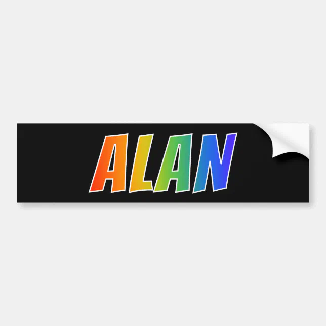 First Name "ALAN": Fun Rainbow Coloring Bumper Sticker | Zazzle