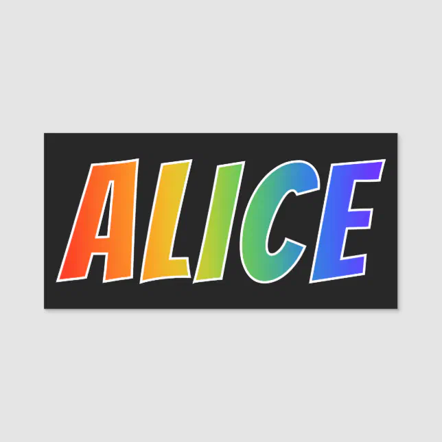 First Name "ALICE": Fun Rainbow Coloring Name Tag | Zazzle