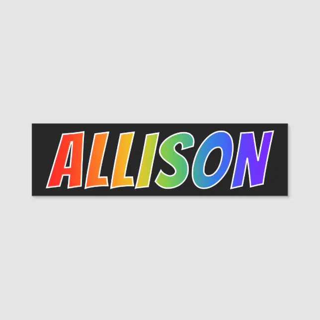 First Name "ALLISON": Fun Rainbow Coloring Name Tag | Zazzle