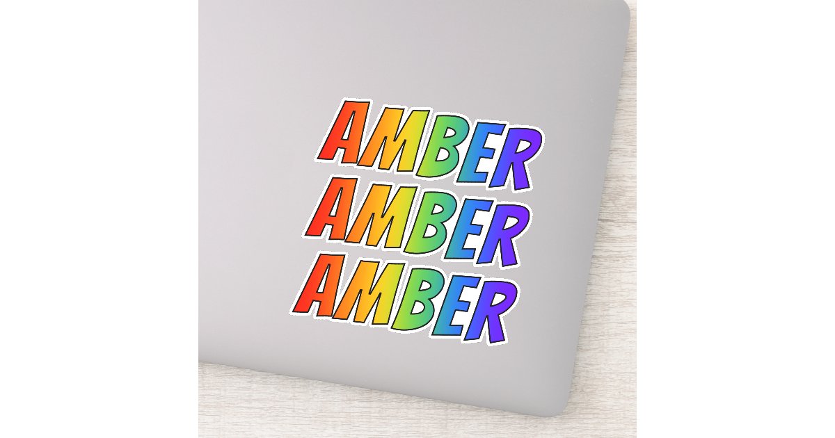First Name "AMBER" w/ Fun Rainbow Coloring Sticker | Zazzle