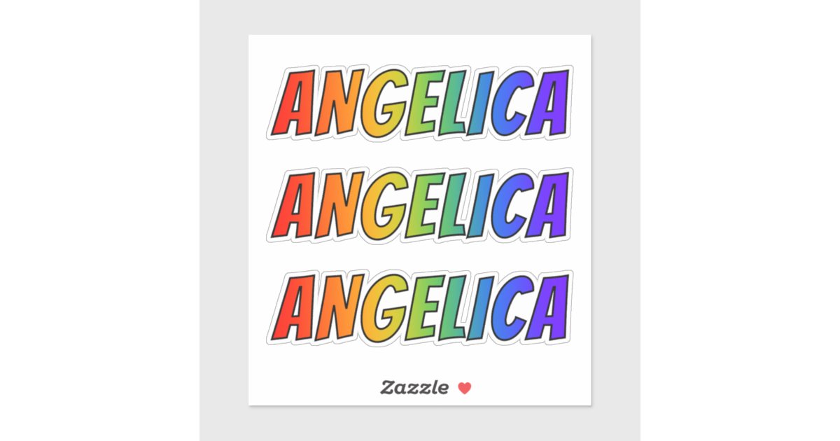 First Name "ANGELICA" w/ Fun Rainbow Coloring Sticker | Zazzle