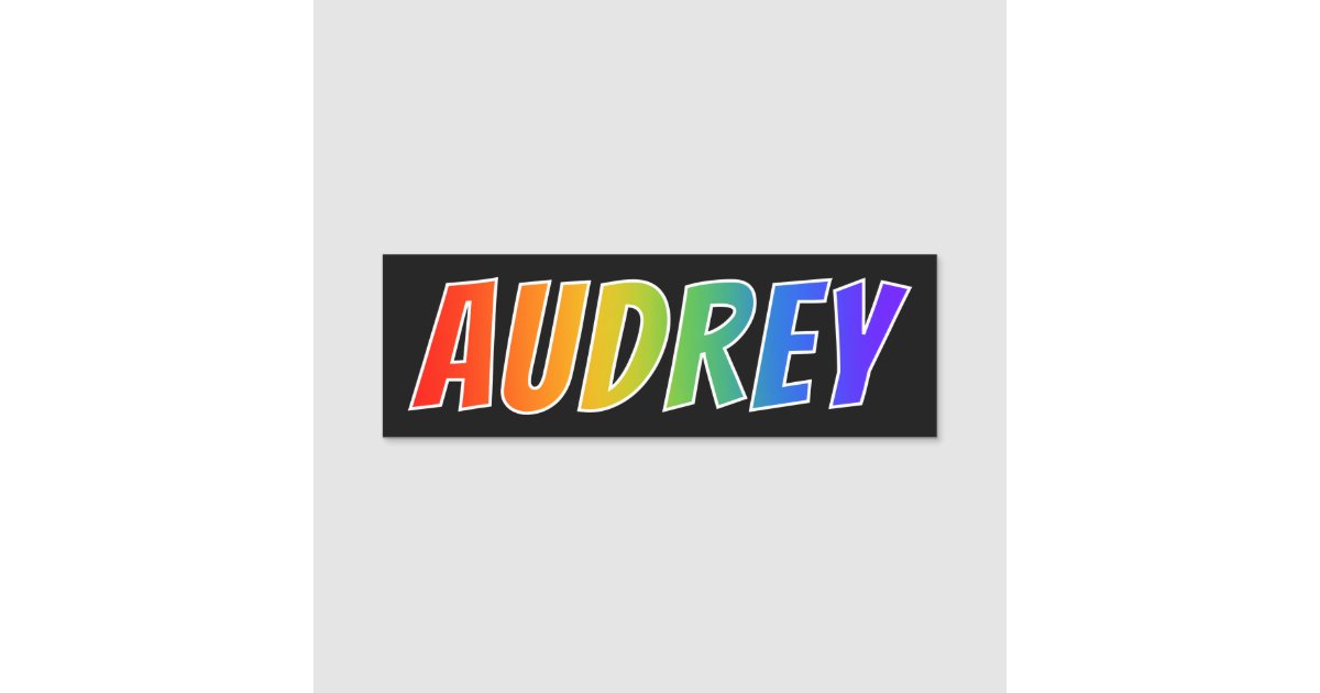 First Name "AUDREY": Fun Rainbow Coloring Name Tag | Zazzle
