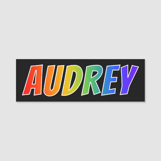 First Name "AUDREY": Fun Rainbow Coloring Tag | Zazzle