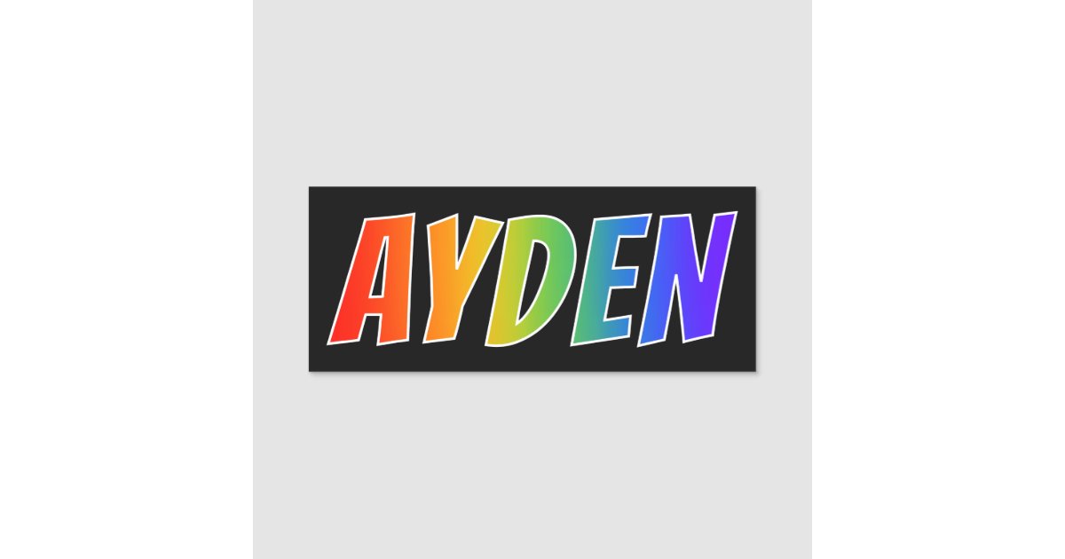 First Name "AYDEN": Fun Rainbow Coloring Name Tag | Zazzle