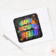 First Name "BELLA", Fun "HAPPY BIRTHDAY" Square Sticker | Zazzle