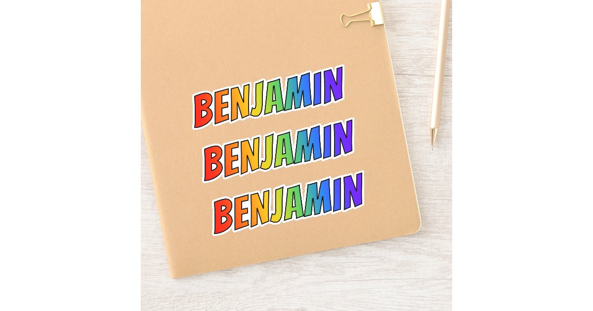 First Name "BENJAMIN" w/ Fun Rainbow Coloring Sticker | Zazzle