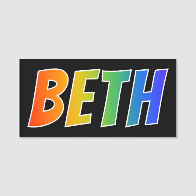 First Name "BETH": Fun Rainbow Coloring Name Tag | Zazzle