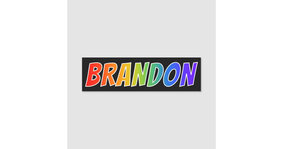 First Name "BRANDON": Fun Rainbow Coloring Name Tag | Zazzle