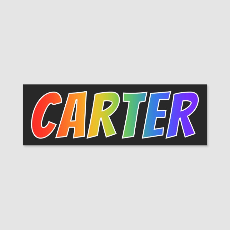 First Name "CARTER": Fun Rainbow Coloring Name Tag | Zazzle