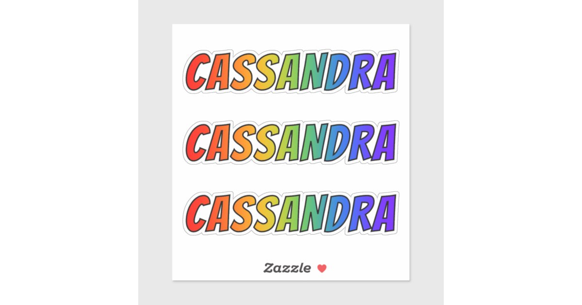 First Name "CASSANDRA" w/ Fun Rainbow Coloring Sticker | Zazzle