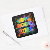 First Name "CORY", Fun "HAPPY BIRTHDAY" Square Sticker | Zazzle