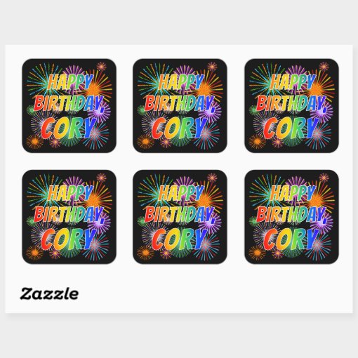 First Name "CORY", Fun "HAPPY BIRTHDAY" Square Sticker | Zazzle