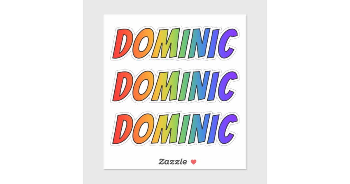 First Name "DOMINIC" w/ Fun Rainbow Coloring Sticker | Zazzle