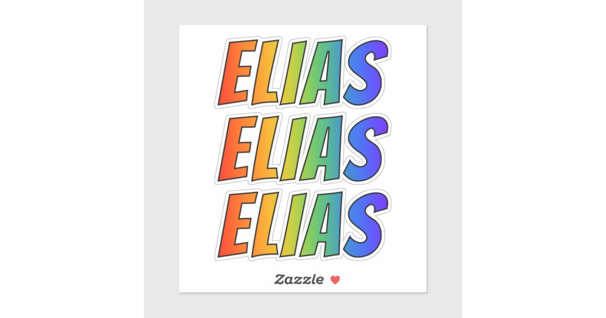 First Name "ELIAS" w/ Fun Rainbow Coloring Sticker | Zazzle