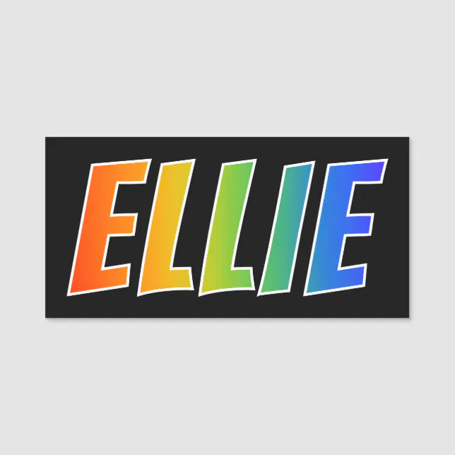 First Name "ELLIE": Fun Rainbow Coloring Name Tag | Zazzle