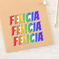 First Name "FELICIA" w/ Fun Rainbow Coloring Sticker | Zazzle