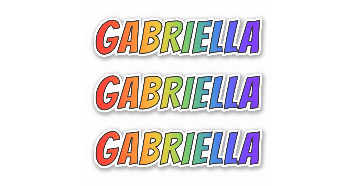 First Name "GABRIELLA" w/ Fun Rainbow Coloring Sticker | Zazzle