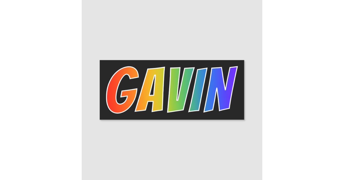 First Name "GAVIN": Fun Rainbow Coloring Name Tag | Zazzle