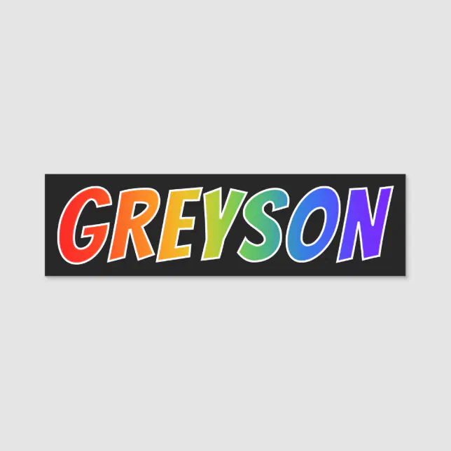 First Name "GREYSON": Fun Rainbow Coloring Name Tag | Zazzle