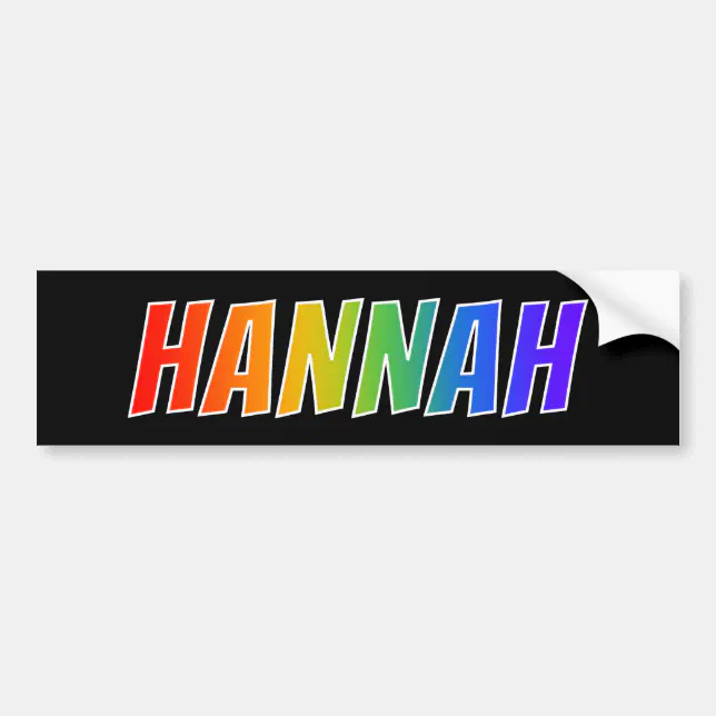 First Name "HANNAH": Fun Rainbow Coloring Bumper Sticker | Zazzle