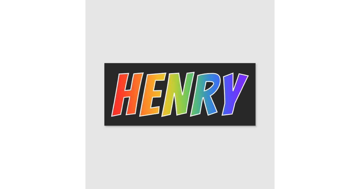First Name "HENRY": Fun Rainbow Coloring Name Tag | Zazzle