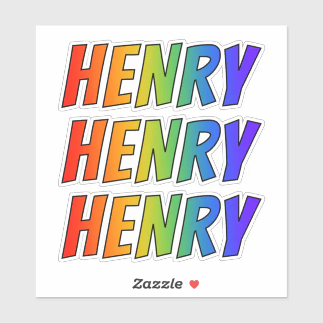 First Name "HENRY" w/ Fun Rainbow Coloring Sticker | Zazzle
