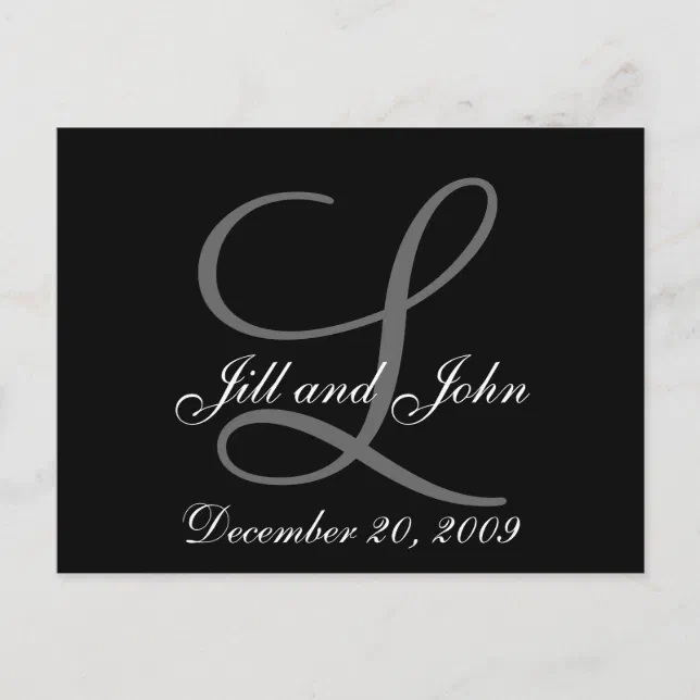 First Name Initial Monogram Save the Date Postcard | Zazzle