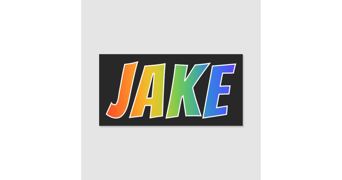 First Name "JAKE": Fun Rainbow Coloring Name Tag | Zazzle