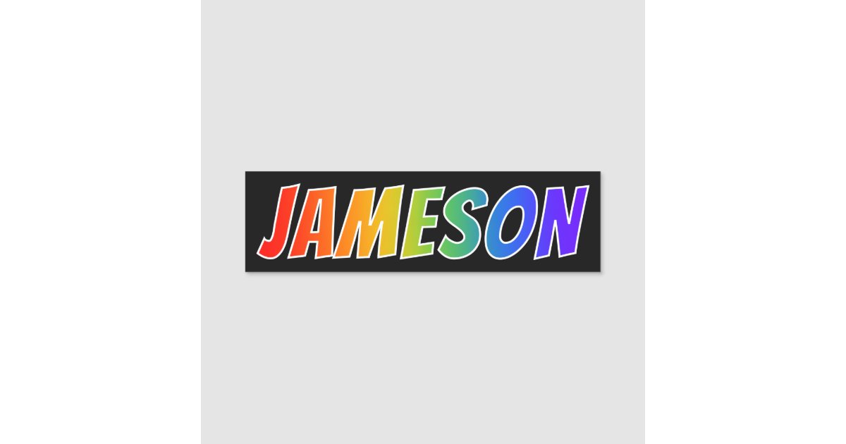 First Name "JAMESON": Fun Rainbow Coloring Name Tag | Zazzle