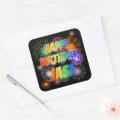 First Name "JASE", Fun "HAPPY BIRTHDAY" Square Sticker | Zazzle