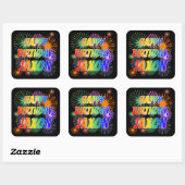 First Name "JAXON", Fun "HAPPY BIRTHDAY" Square Sticker | Zazzle