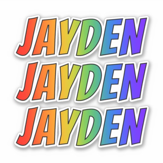 First Name "JAYDEN" w/ Fun Rainbow Coloring Sticker | Zazzle.com