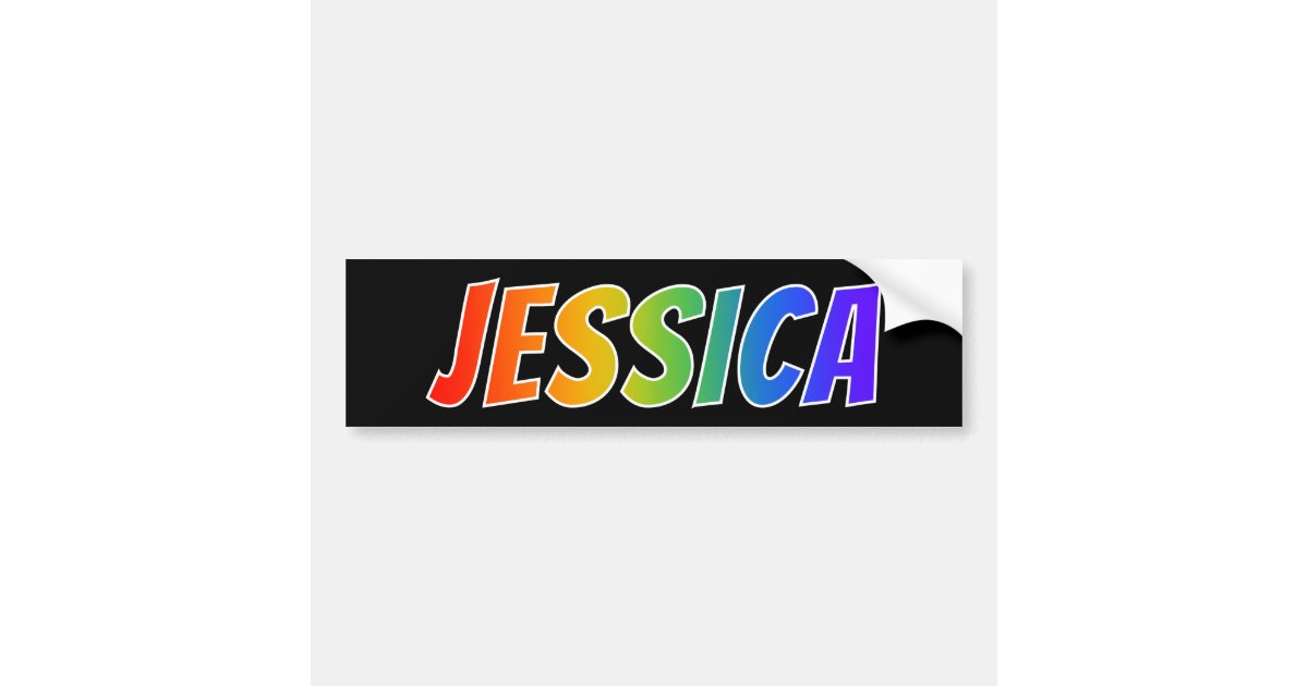 First Name "JESSICA": Fun Rainbow Coloring Bumper Sticker | Zazzle
