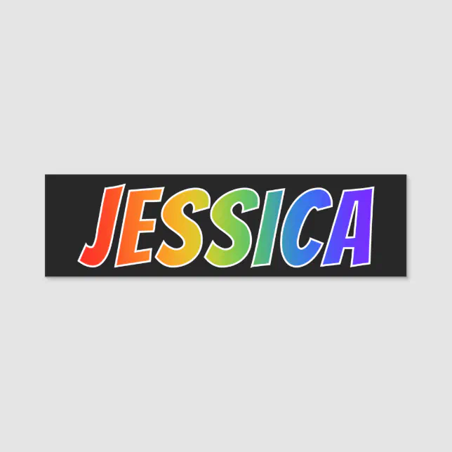 First Name "JESSICA": Fun Rainbow Coloring Name Tag | Zazzle