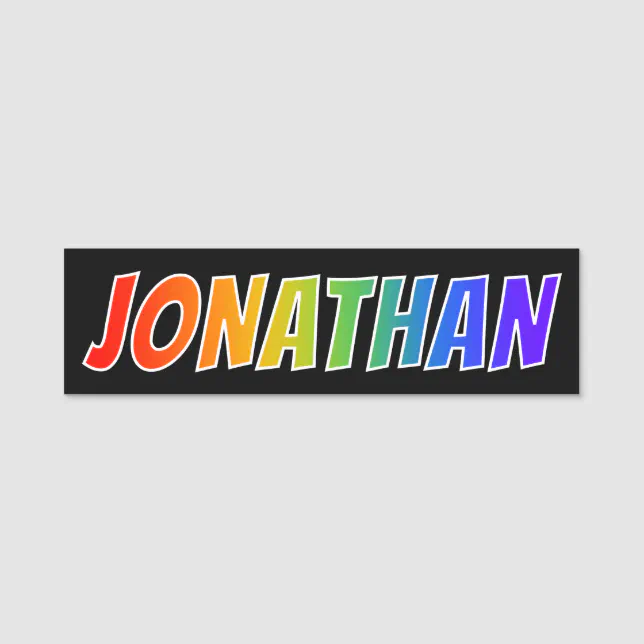 First Name "JONATHAN": Fun Rainbow Coloring Name Tag | Zazzle