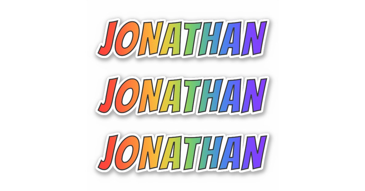 First Name "JONATHAN" w/ Fun Rainbow Coloring Sticker | Zazzle