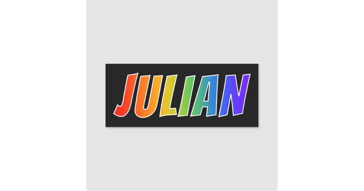 First Name "JULIAN": Fun Rainbow Coloring Name Tag | Zazzle